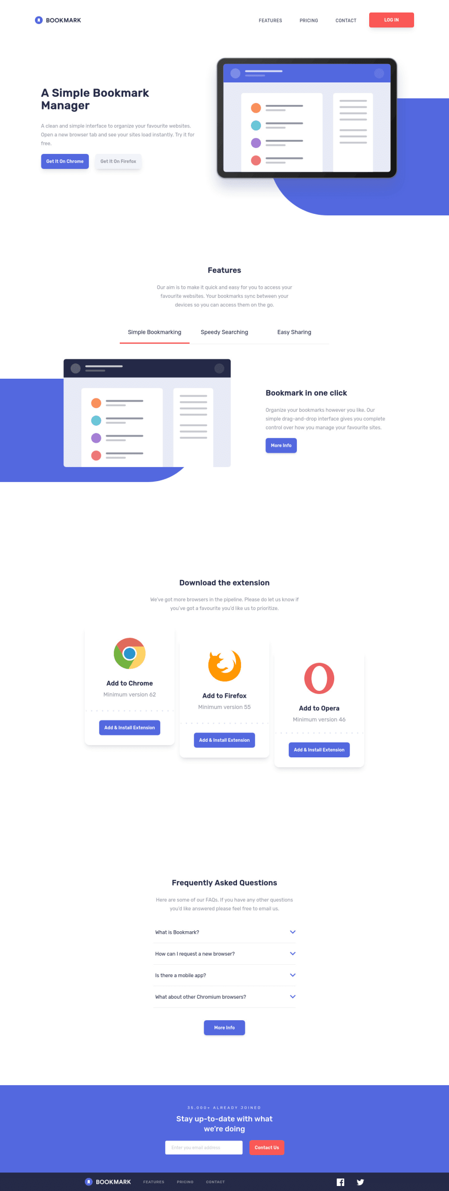 Frontend Mentor Bookmark Landing Page Using Vite React Tailwindcss