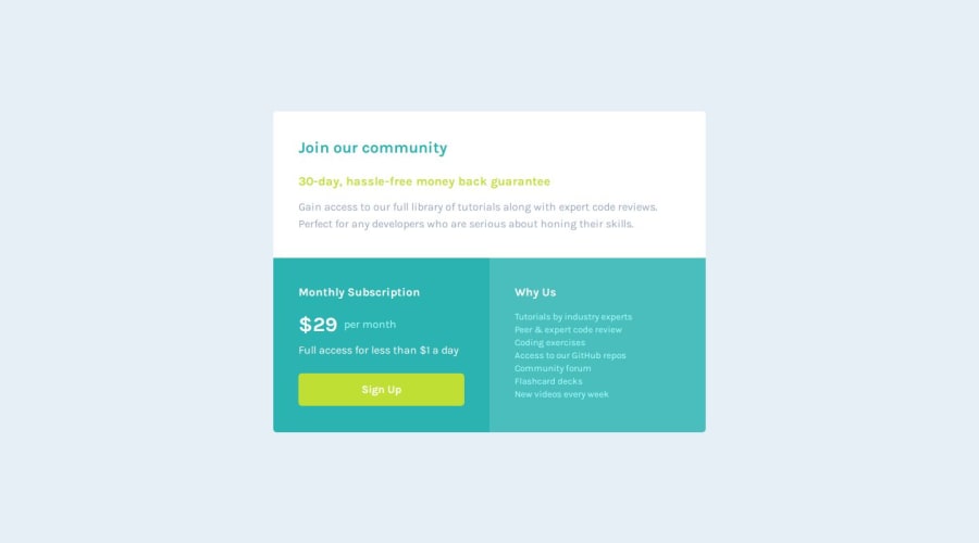 Frontend Mentor Single Price Grid Component Master Using Grid And