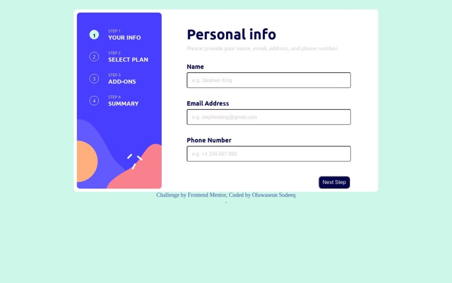 Frontend Mentor Multi Step Form Using Html Css And Js Coding Challenge Solution