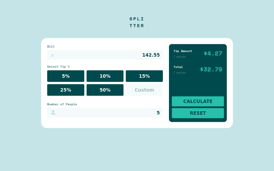 Frontend Mentor Tip Calculator Using React Coding Challenge Solution