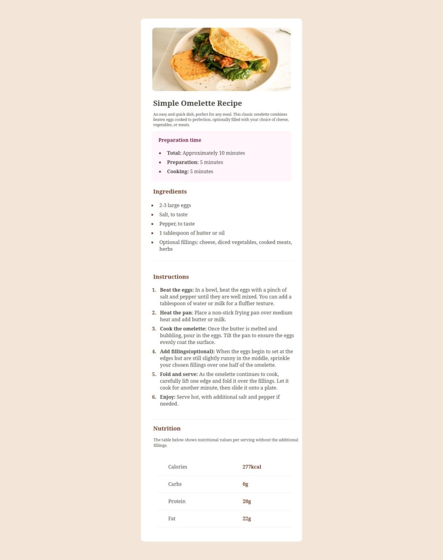 Frontend Mentor Simple Recipe Page Using Html And Css Coding Challenge Solution