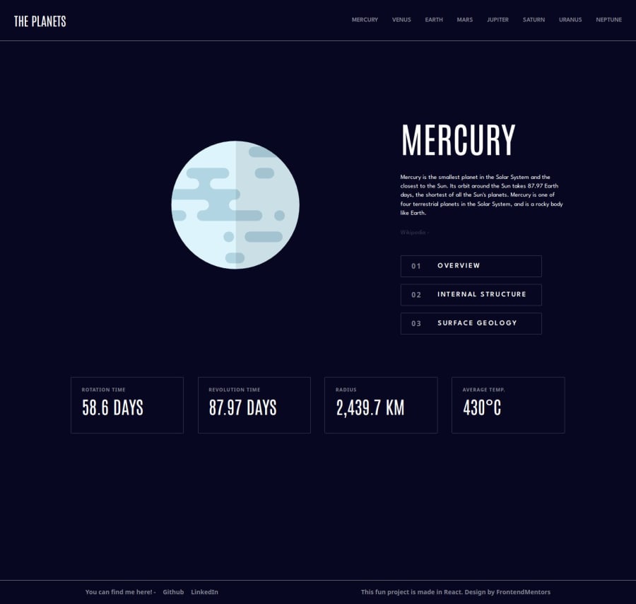 Frontend Mentor Planets Site Using React Js Coding Challenge Solution