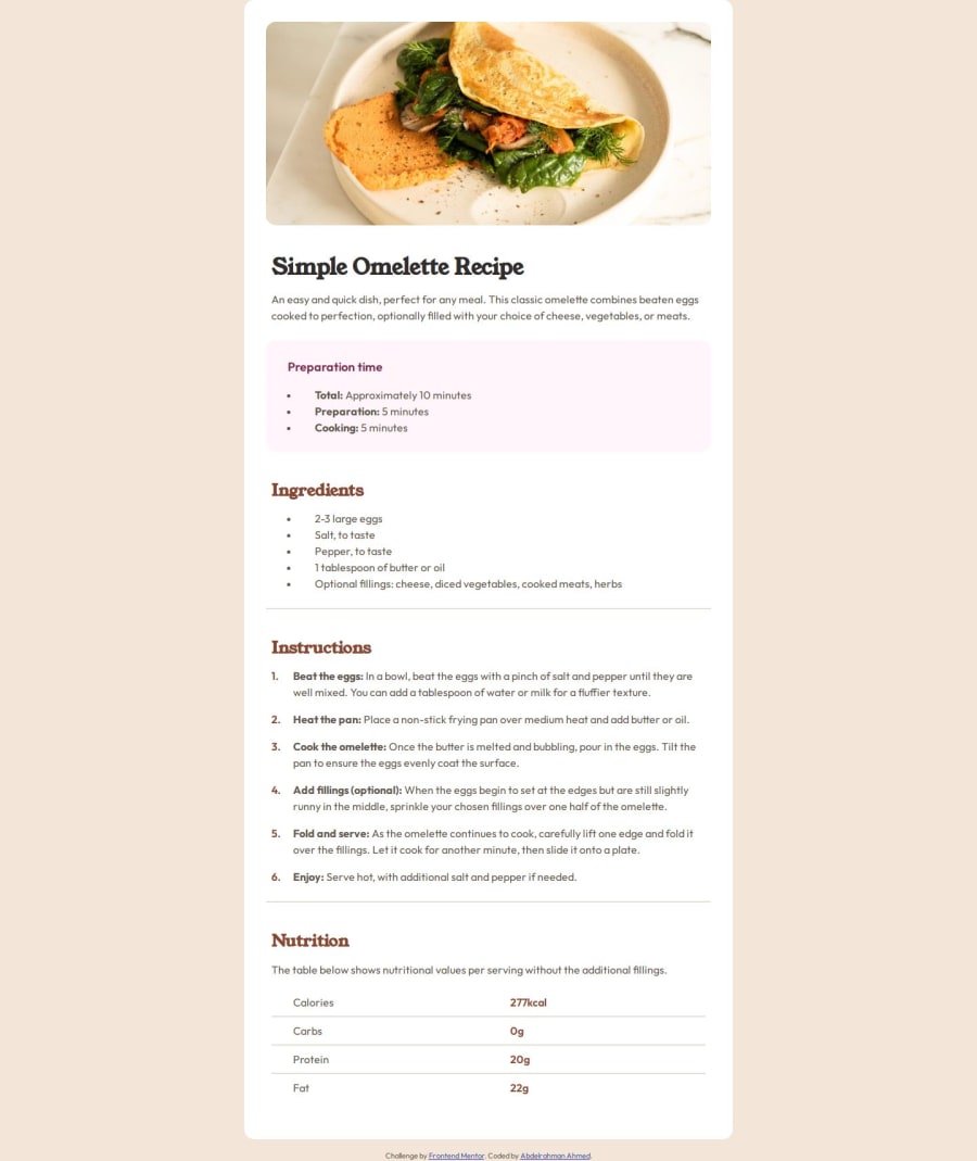 Frontend Mentor Frontend Mentor Recipe Page Coding Challenge Solution