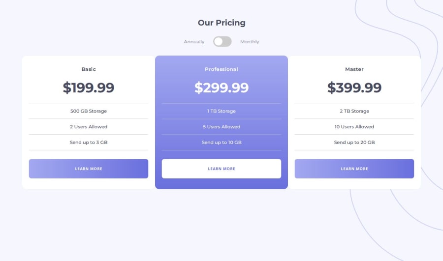 Frontend Mentor Built Pricing Cards With Toggle Switch Using Html Css And Js Coding Challenge