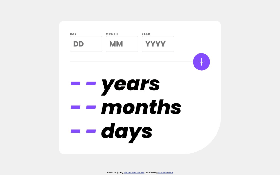 Frontend Mentor Responsive Age Calculator App Built Using Html Css