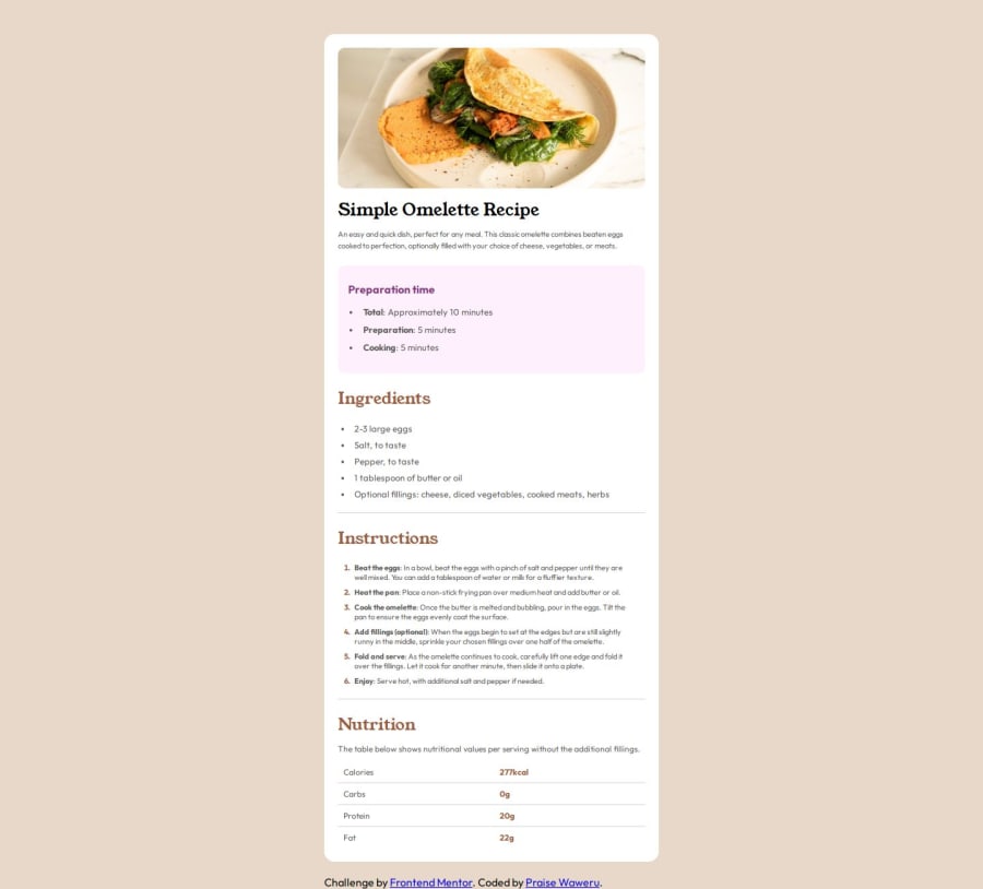 Frontend Mentor Recipe Page Using Css Flexbox Coding Challenge Solution