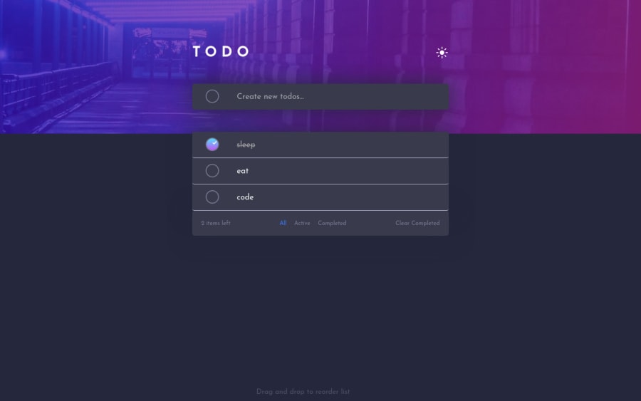 Frontend Mentor Todo App Using Reactjs And Sortable Js Coding Challenge Solution