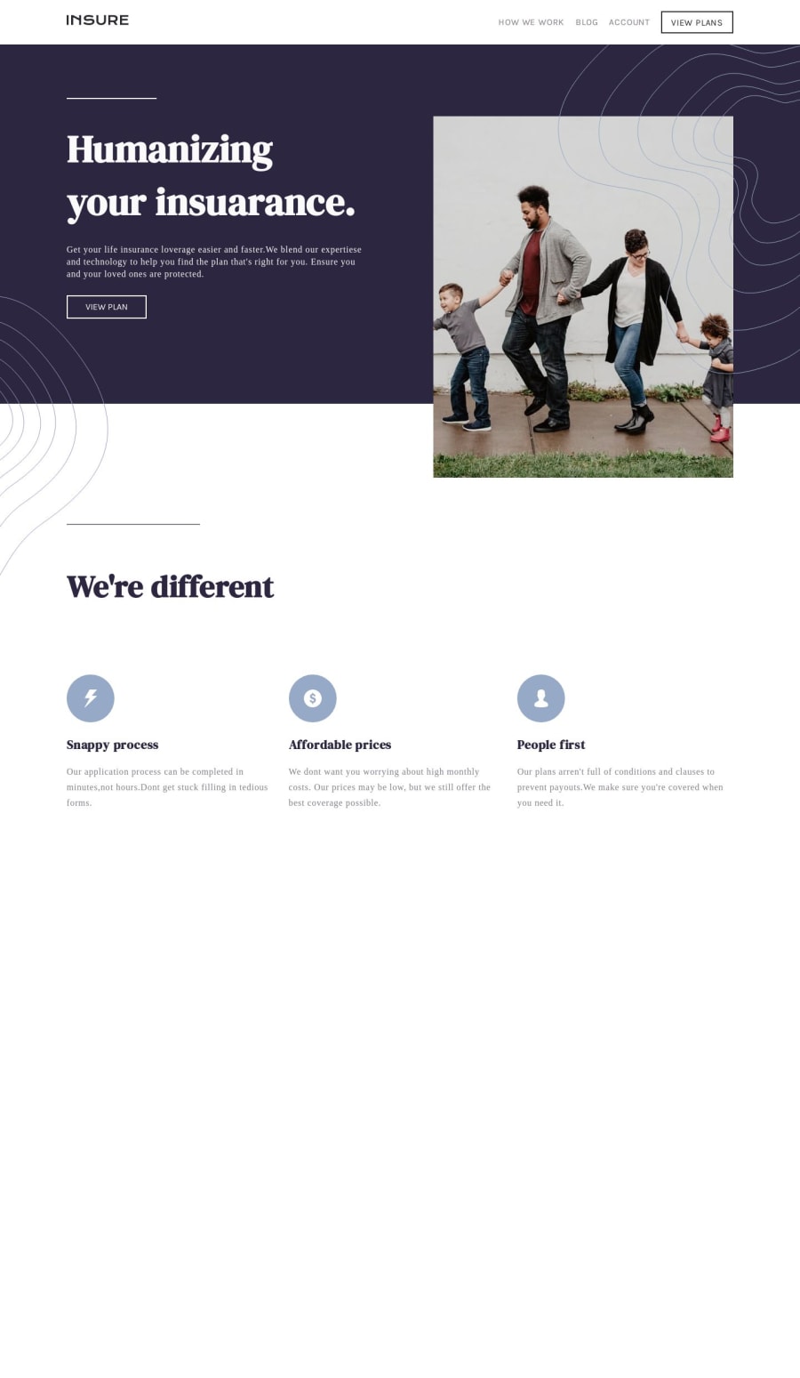 Frontend Mentor Insure Landing Page With Html Cssflexbox Js Coding Challenge Solution