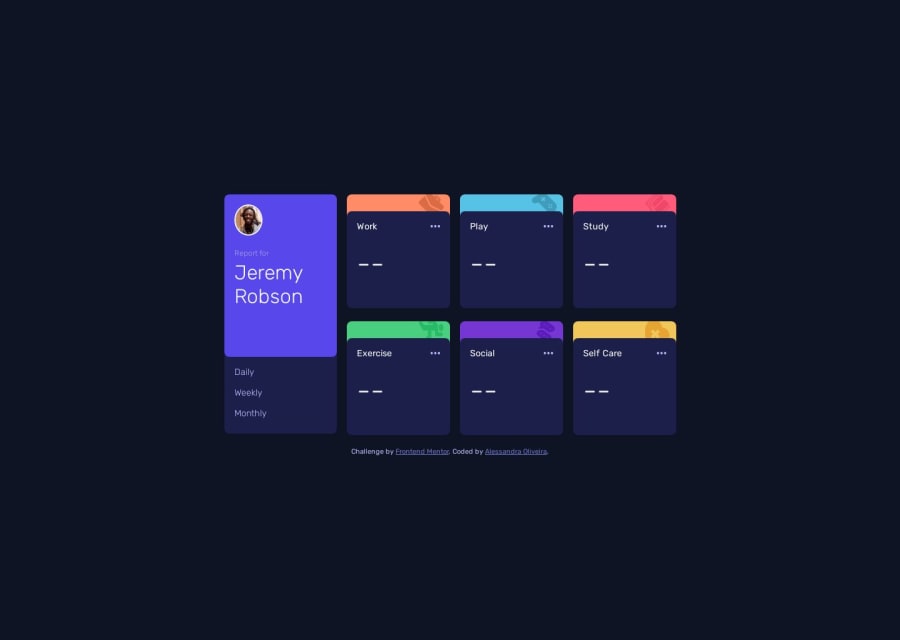 Frontend Mentor Time Tracking Dashboard Solution Coding Challenge