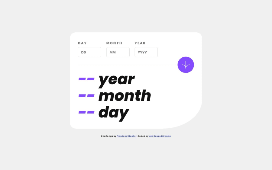 Frontend Mentor Age Calculator Using React Coding Challenge Solution