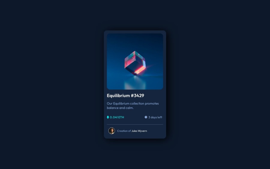 Frontend Mentor Nft Card Built In Html Css Coding Challenge Solution