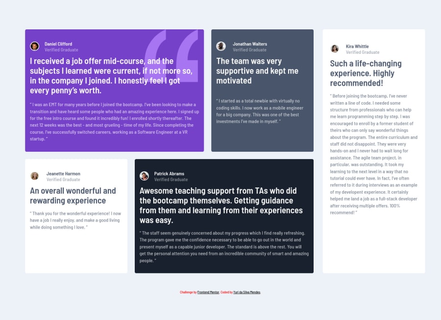 Frontend Mentor Testimonials Grid Section Using Bootstrap Coding