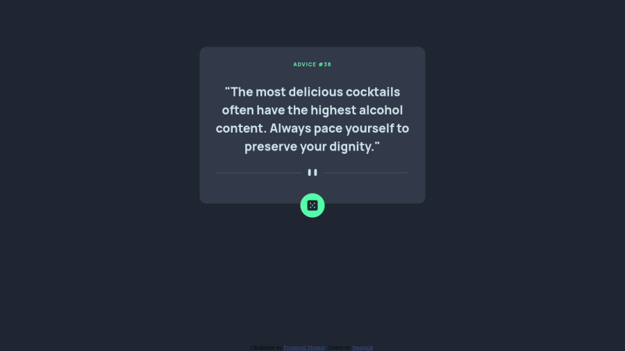 Frontend Mentor Responsive Advice Generator Webapp Using Reactjs And Css Coding Challenge Solution