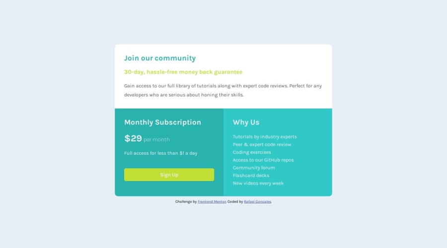 Frontend Mentor Single Price Grid Component Using Html And Css Coding