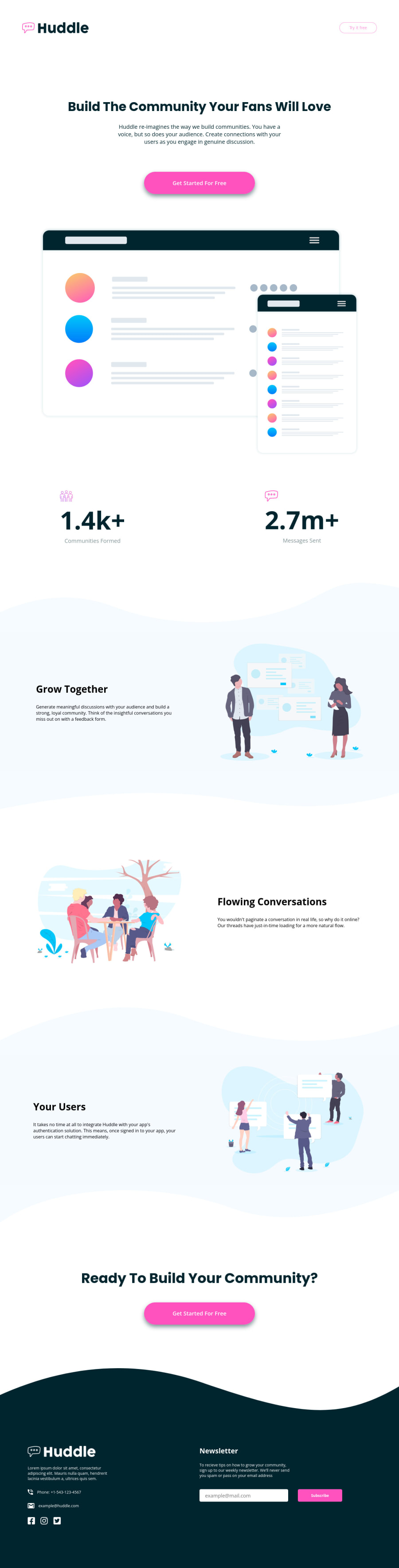 Frontend Mentor Huddle Landing Page With Curved Sections Master Coding Challenge Solution