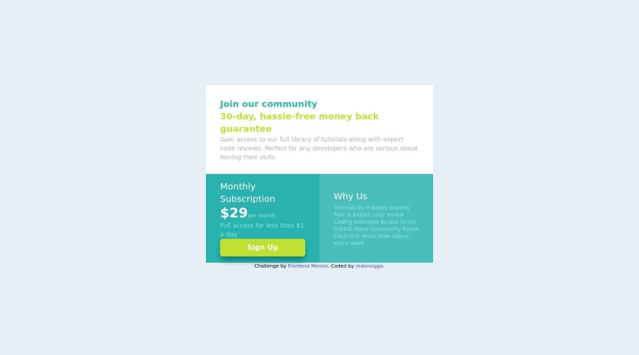 Frontend Mentor Single Price Grid Component Using Tailwind Coding