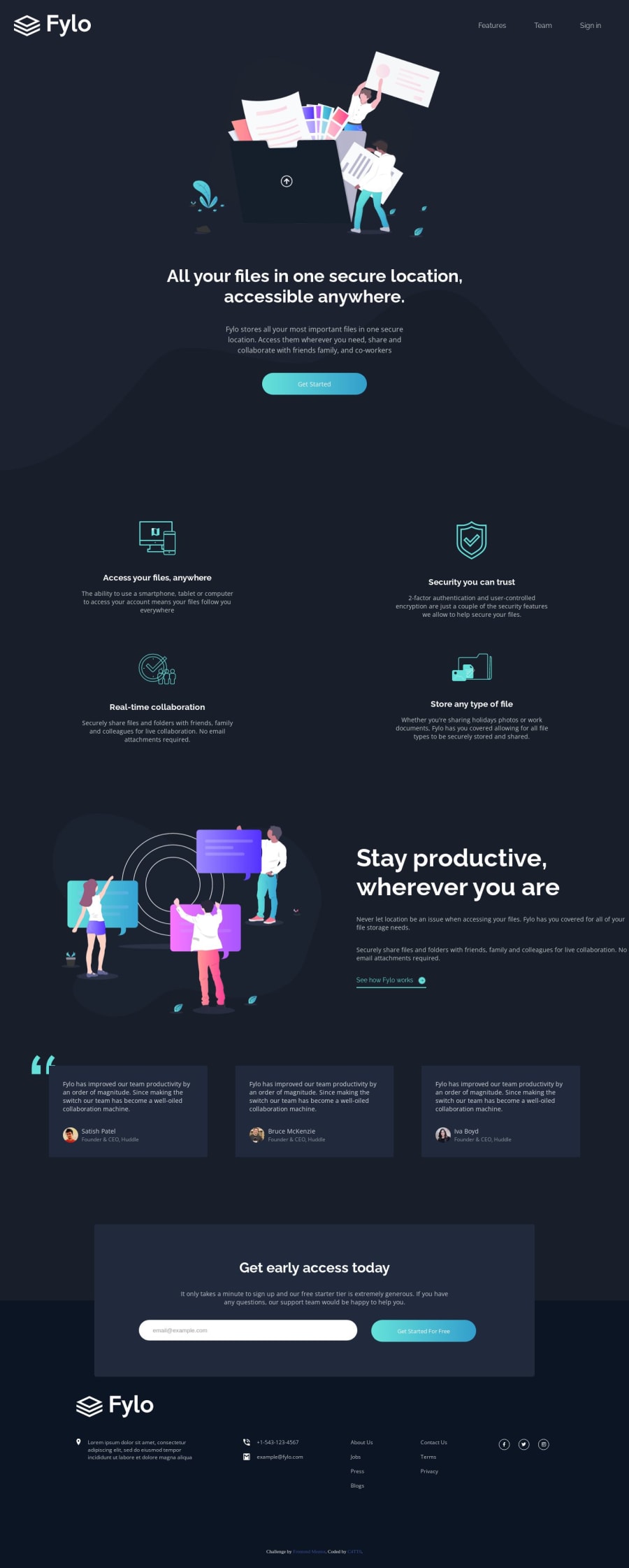 Frontend Mentor Responsive Fylo Dark Theme Page Using Html Css And Js Coding Challenge Solution