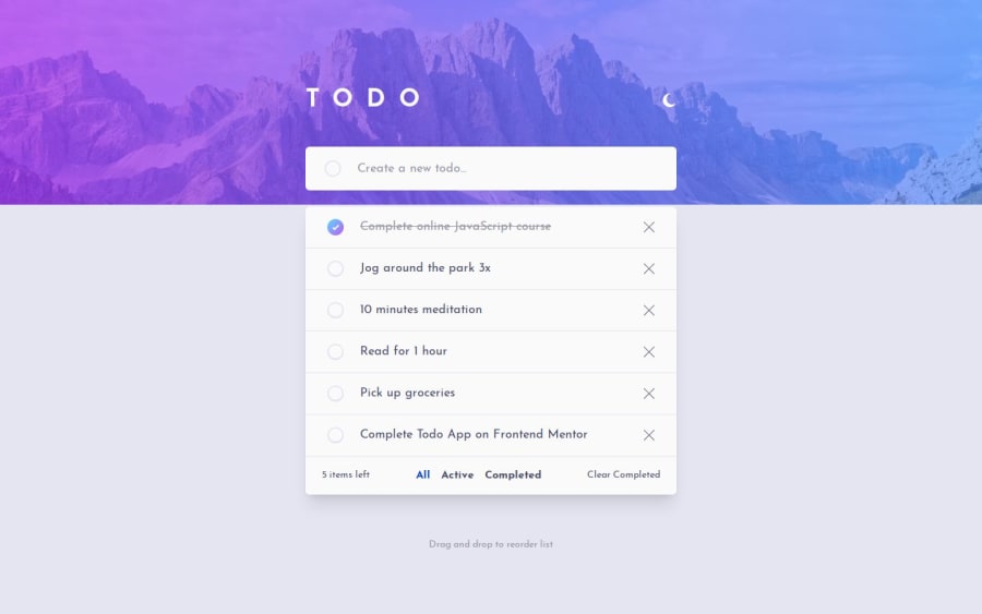 Frontend Mentor Todo App Using React Tailwind Coding Challenge Solution
