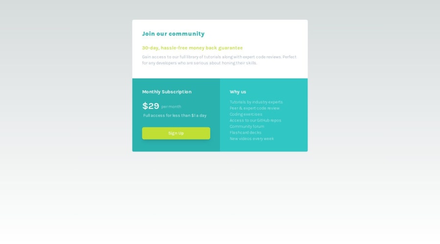 Frontend Mentor Single Priced Grid Component Using Flexbox And Tailwindcss Coding Challenge