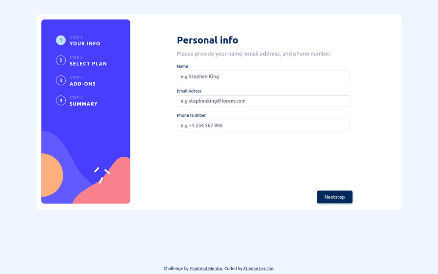 Frontend Mentor | Responsive Multi Step Form using VueJs3 coding ... Frontend Mentor | Responsive Multi Step Form using VueJs3 coding ...