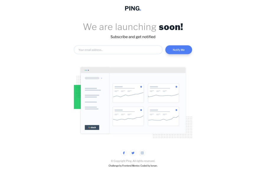 Frontend Mentor Ping Coming Soon Page Using Tailwindcss And Vanilla Js Coding Challenge Solution