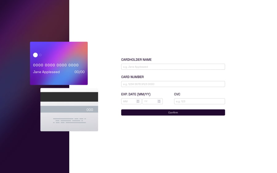 Frontend Mentor Interactive Card Details Form Using Html Css Javascript Coding Challenge Solution