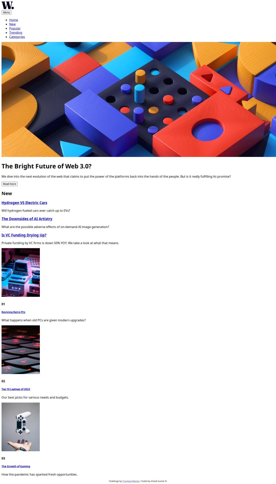 Frontend Mentor News Homepage Using Html Css Javascript Coding