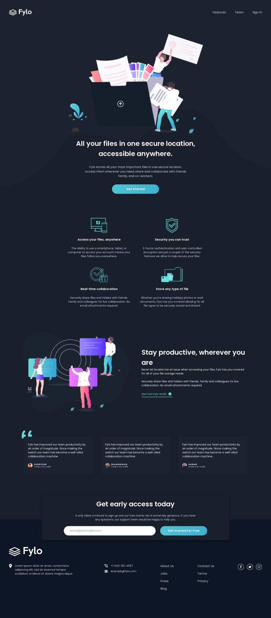 Frontend Mentor Responsive Fylo Dark React Tailwindcss Application Coding Challenge Solution