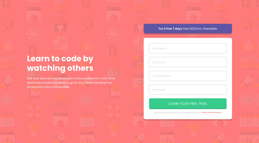 Frontend Mentor Flexbox Landing Page Form Validation With Css Only Coding Challenge Solution