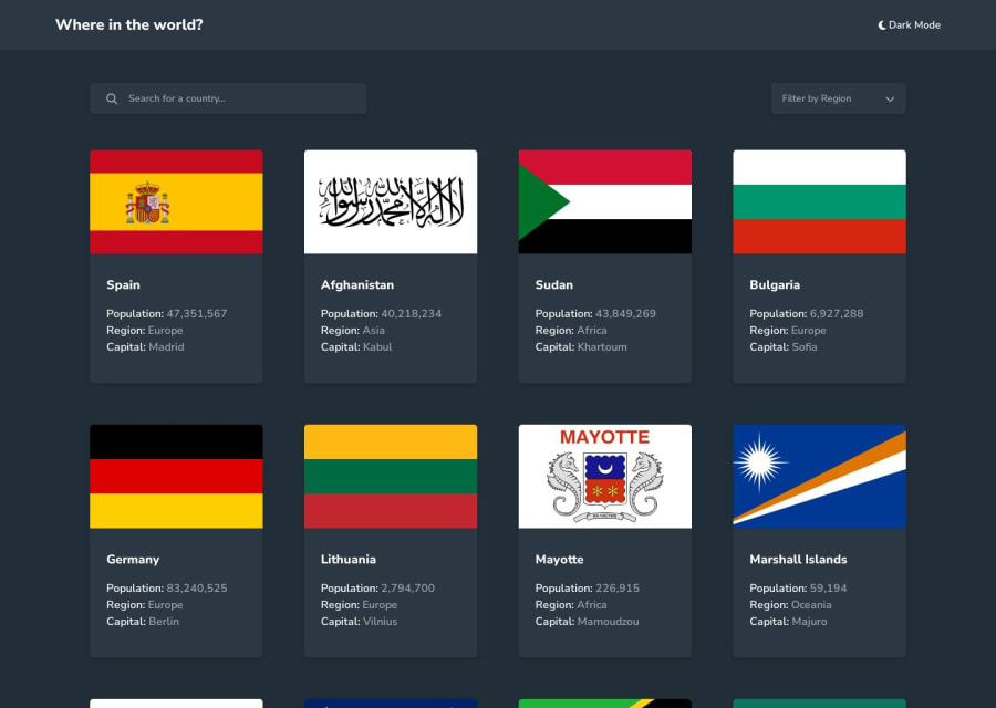 Frontend Mentor Rest Countries Api Website Using React Tailwindcss