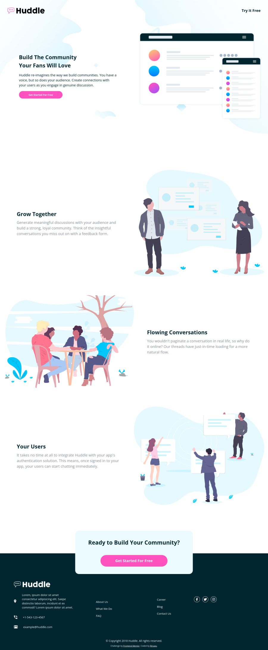 Frontend Mentor Responsive Huddle Page Alternating Feature Using Grid