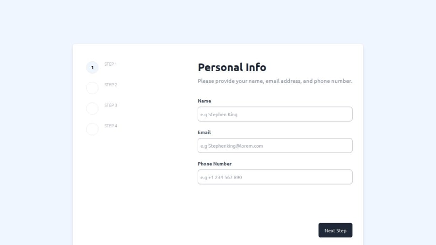 Frontend Mentor Multi Step Form Coding Challenge Solution