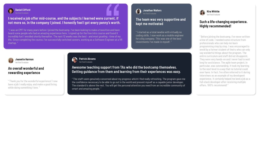 Frontend Mentor Testimonial Grid Using Html And Css Coding Challenge