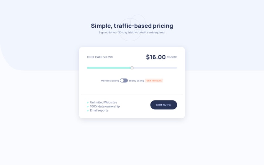Frontend Mentor Interactive Pricing Component With Reactjs And Styled