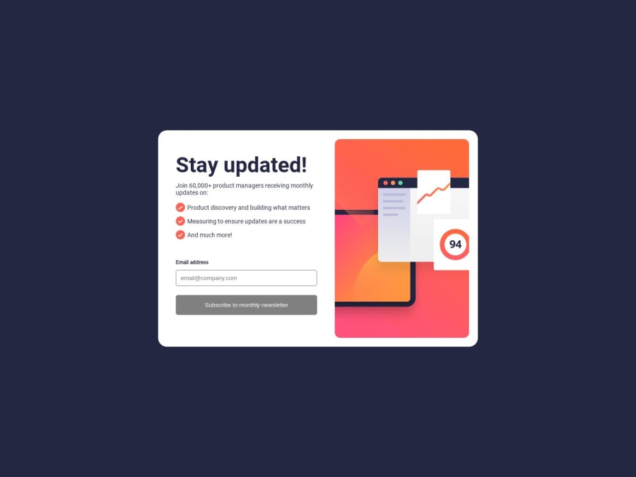 Frontend Mentor Newsletter Subscription Component Using React And Css Coding Challenge Solution