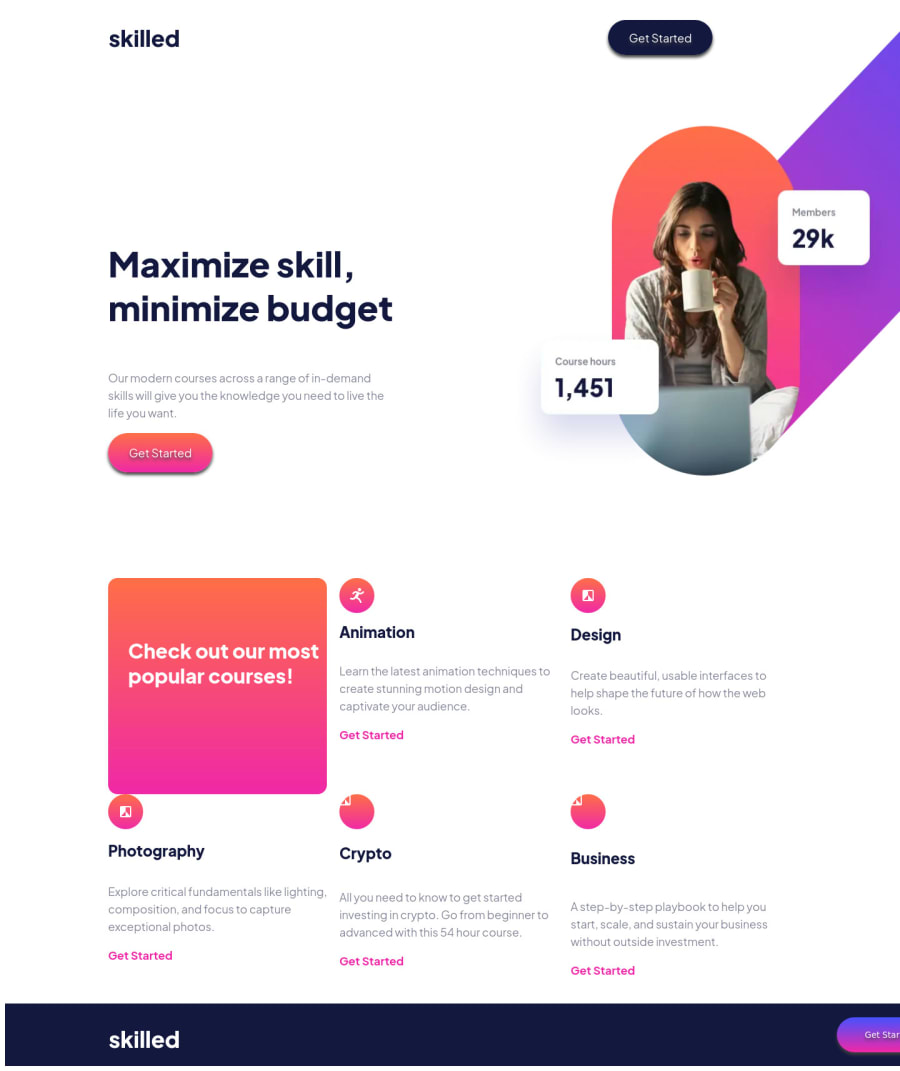 Frontend Mentor Skilled E Learning Landing Page Coding Challenge Solution