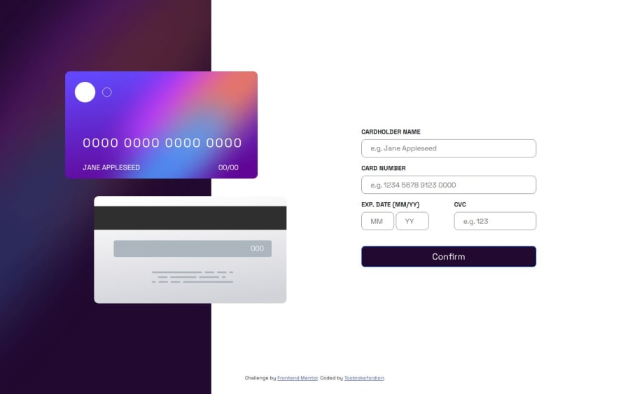 Frontend Mentor | Interactive Card Details Form coding challenge solution Frontend Mentor | Interactive Card Details Form coding challenge solution