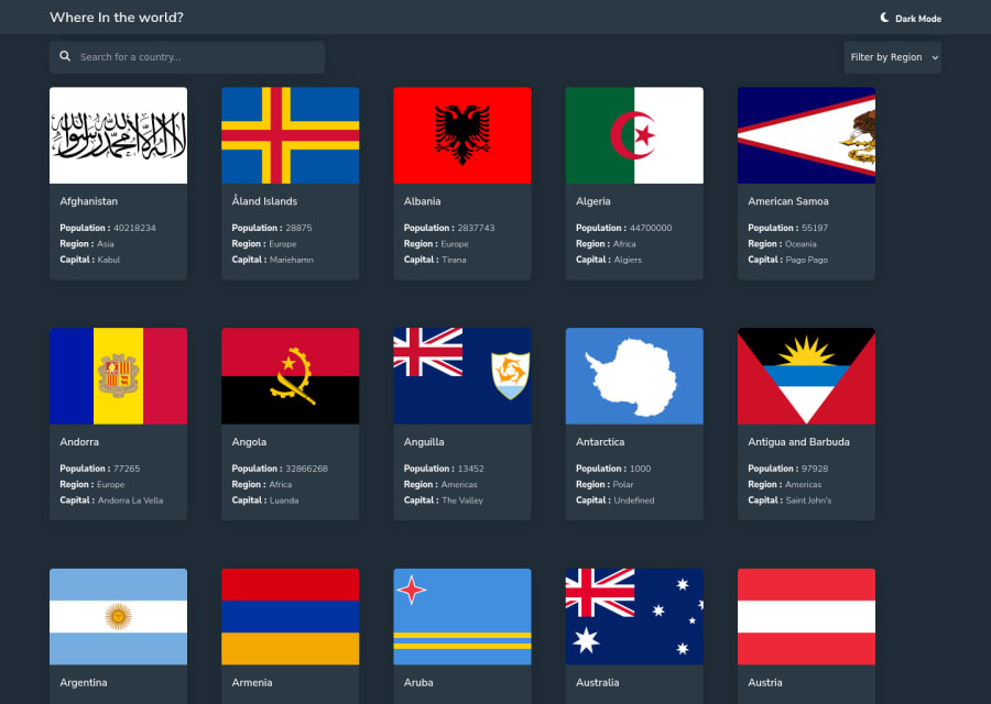 Frontend Mentor Flags Api Using Css Flex Box And Json With Fetch Coding Challenge Solution