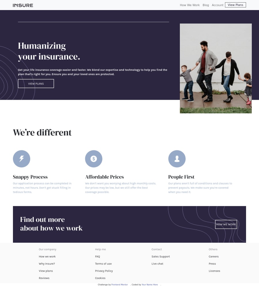 Frontend Mentor Insure Landing Page Using Bootstrap Coding Challenge