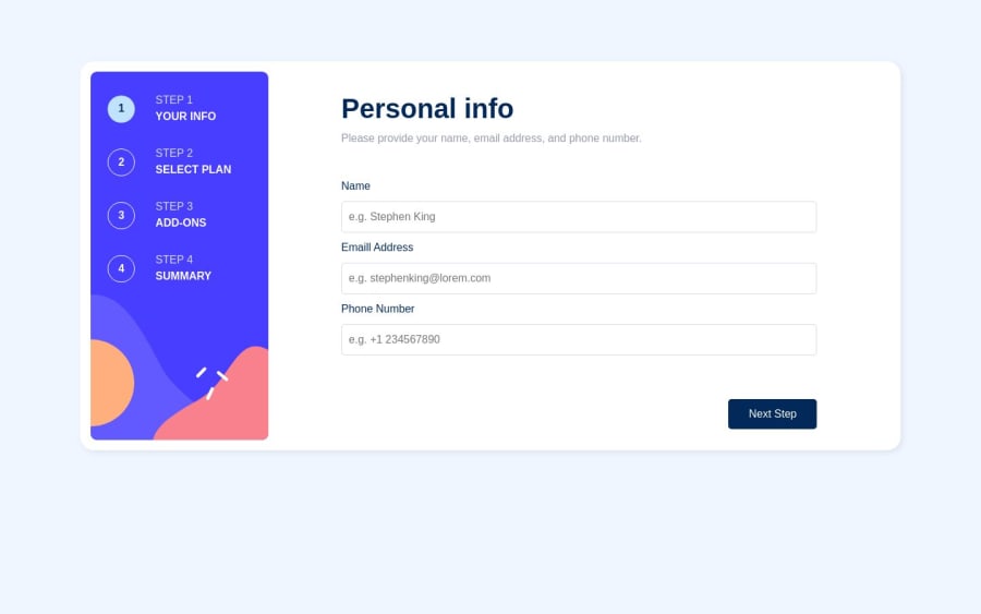 Frontend Mentor Multi Step Form Coding Challenge Solution