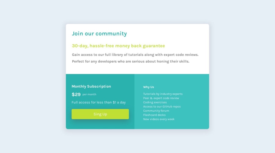Frontend Mentor Single Price Challenge Coding Challenge Solution