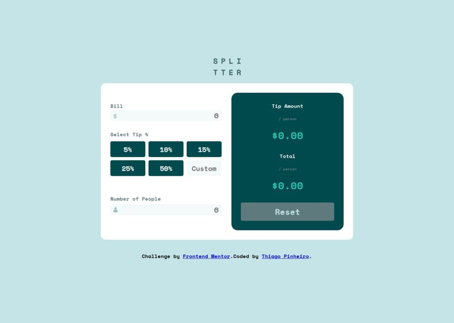 Frontend Mentor Tip Calculator Using Css And Js Only Coding Challenge