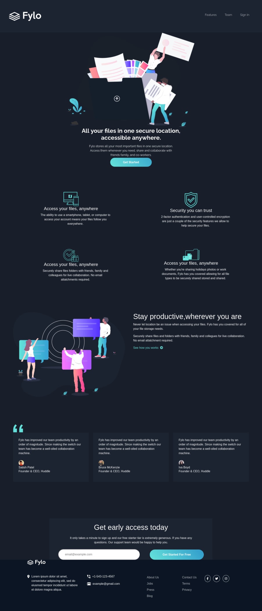 Frontend Mentor Fylo Dark Theme Landing Page Using Html Css Js And