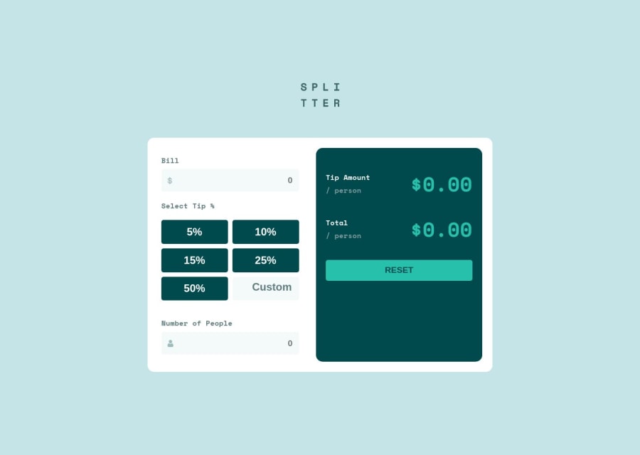 Frontend Mentor Tip Calculator App Coding Challenge Solution