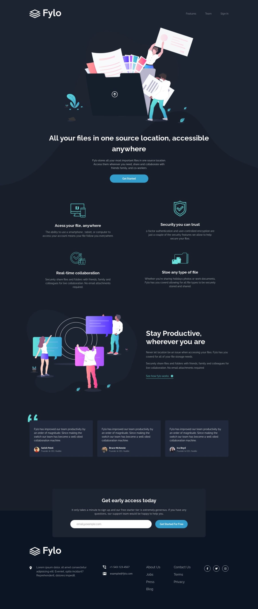 Frontend Mentor Responsive Fylo Dark Theme Landing Page Using Html Css Js Coding Challenge