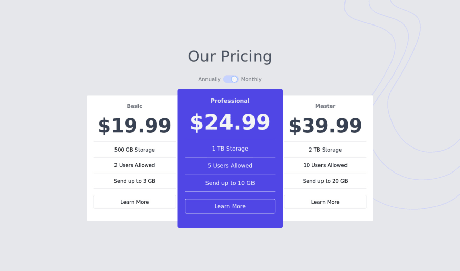 Frontend Mentor Pricing Component With Tailwind Css Coding Challenge Solution