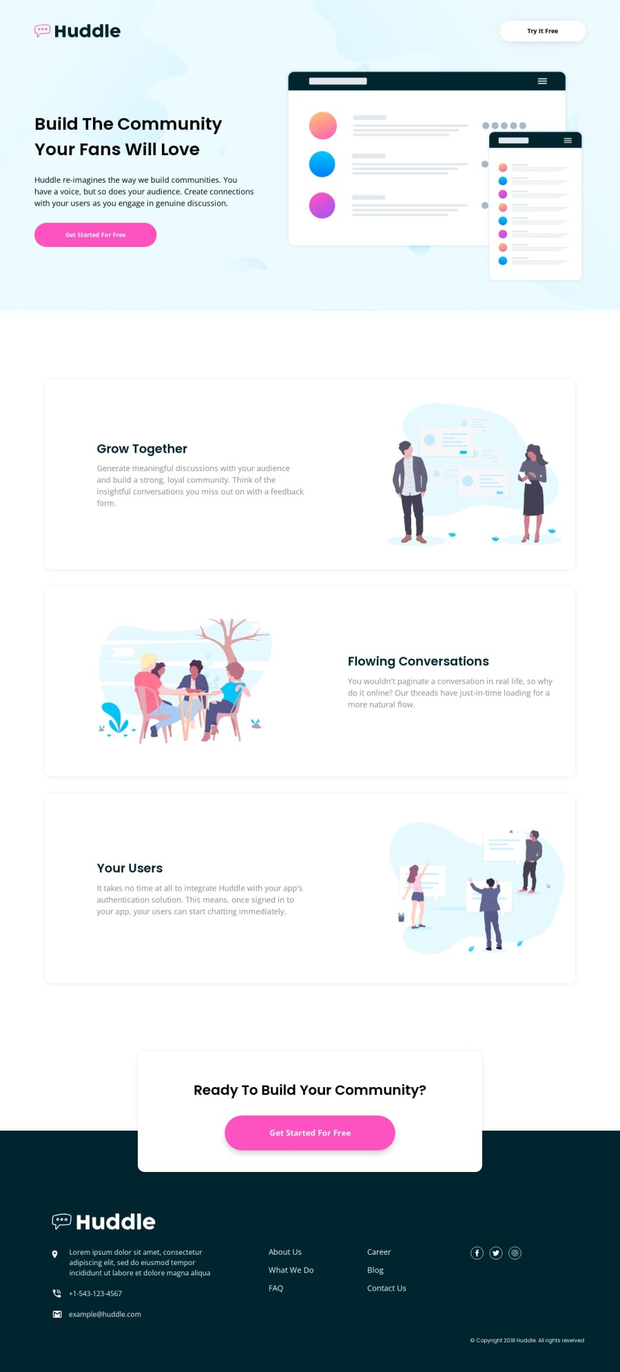 Frontend Mentor Huddle Landing Page With Alternating Feature Blocks