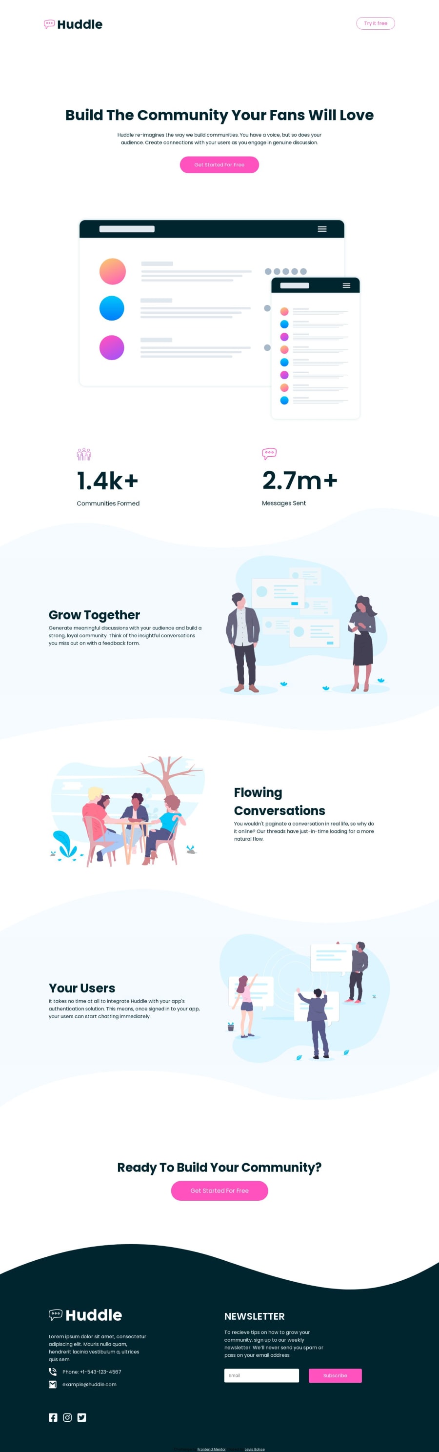 Frontend Mentor Responsive Huddle Landing Page With Curved Sections With Css Flexbox Coding