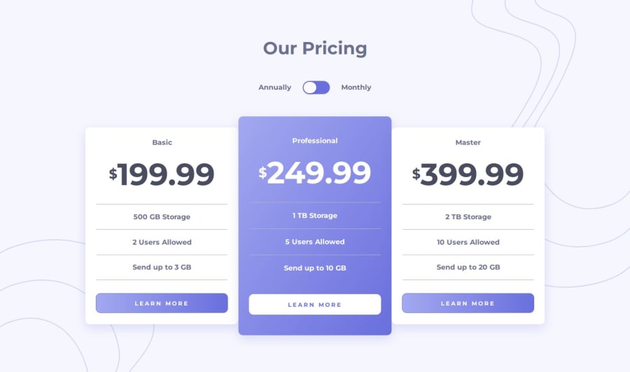 Frontend Mentor Responsive Pricing Component With React Js Coding