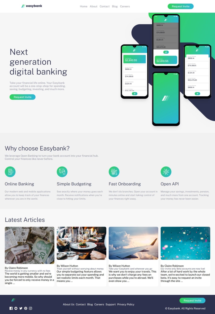 Frontend Mentor Easybank Page With Html Css And Js Coding Challenge Solution